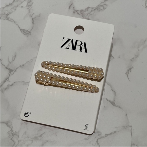 Zara | Accessories | Zara Jumbo Pearl Hair Clip Duo Set Gold New | Poshmark